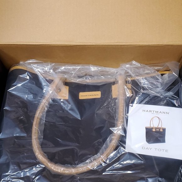 Hartmann | Bags | Hartman Day Tote Bag Black With Tan Trim | Poshmark